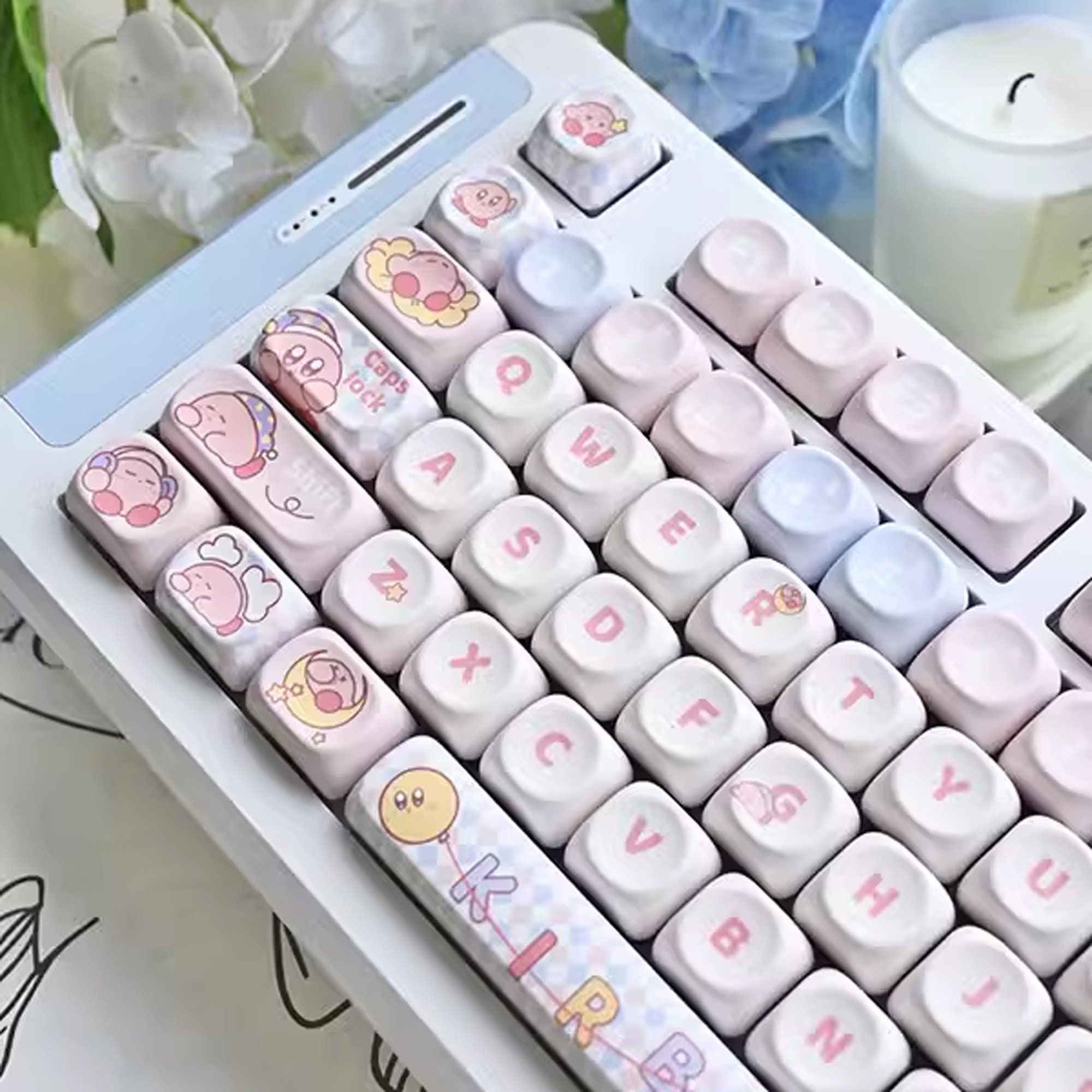 Cute Kirby Keycap Fullset, Pink Kirby Anime Keycap Set, Artisan Kirby ...
