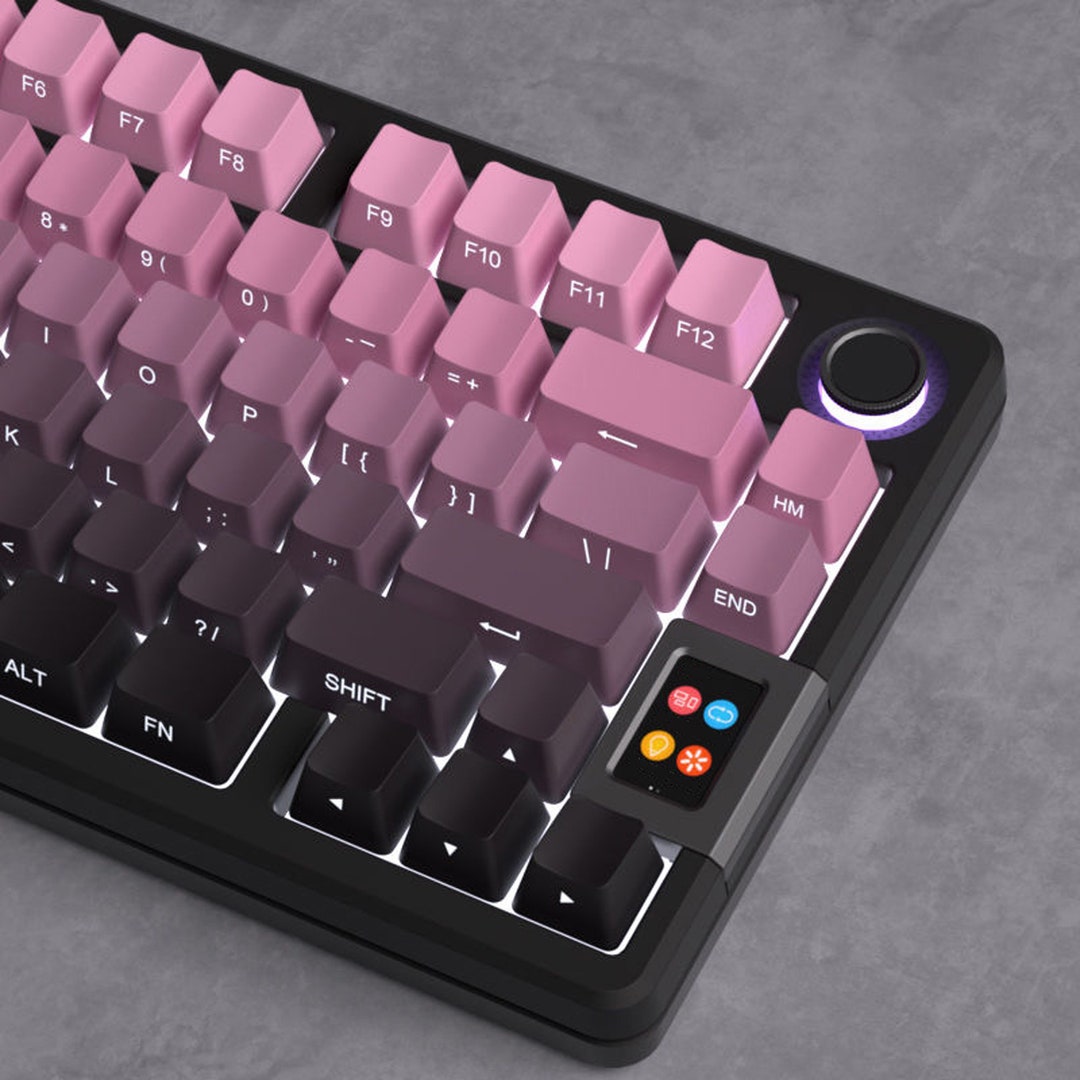 Blackberry Keycap Set, Cute Pink Gradient Keycaps Set, 130pcs Side ...