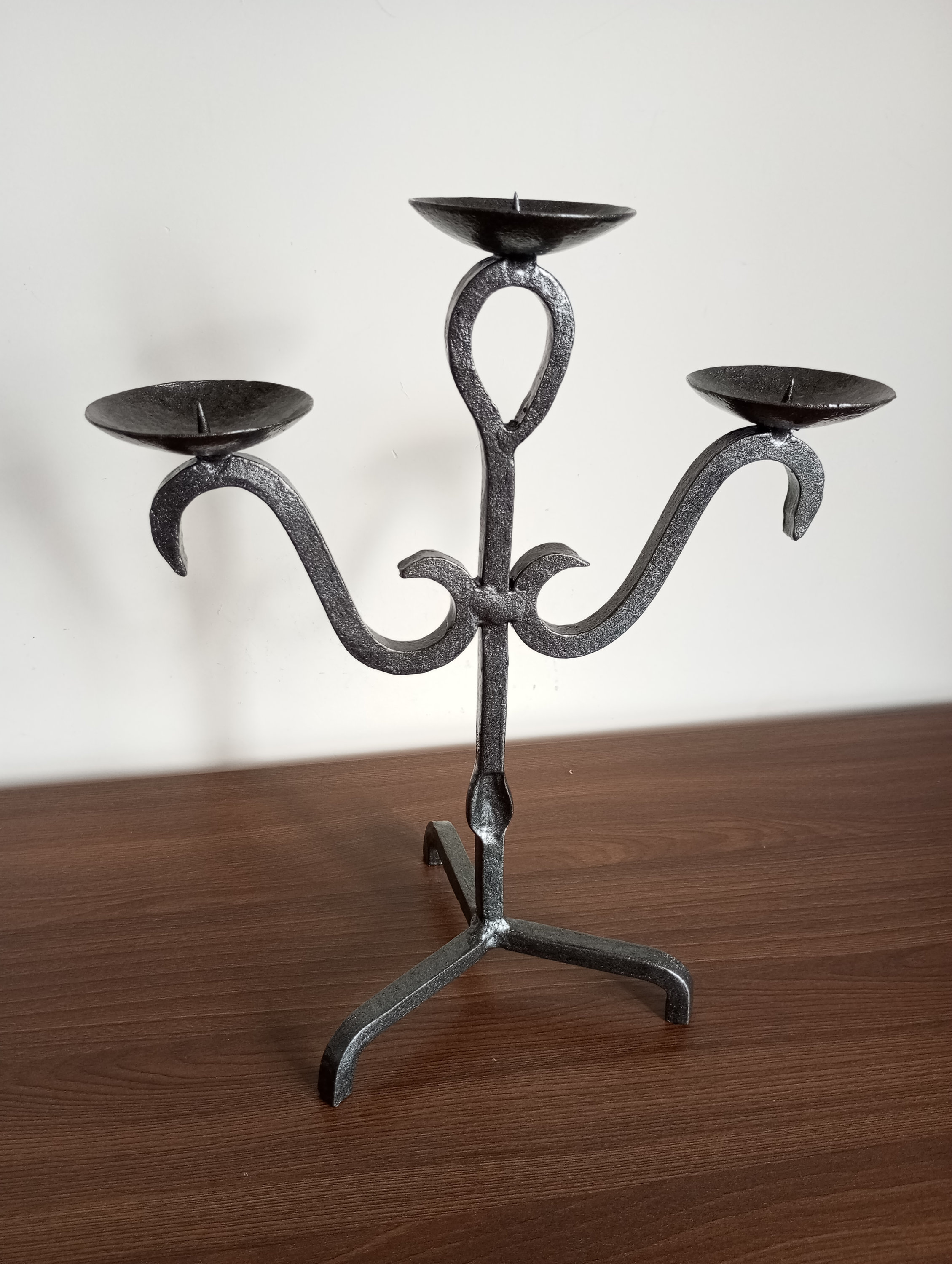 Iron Three-arm Candlestick Holder: Rustic Pillar Candle Stand - Etsy