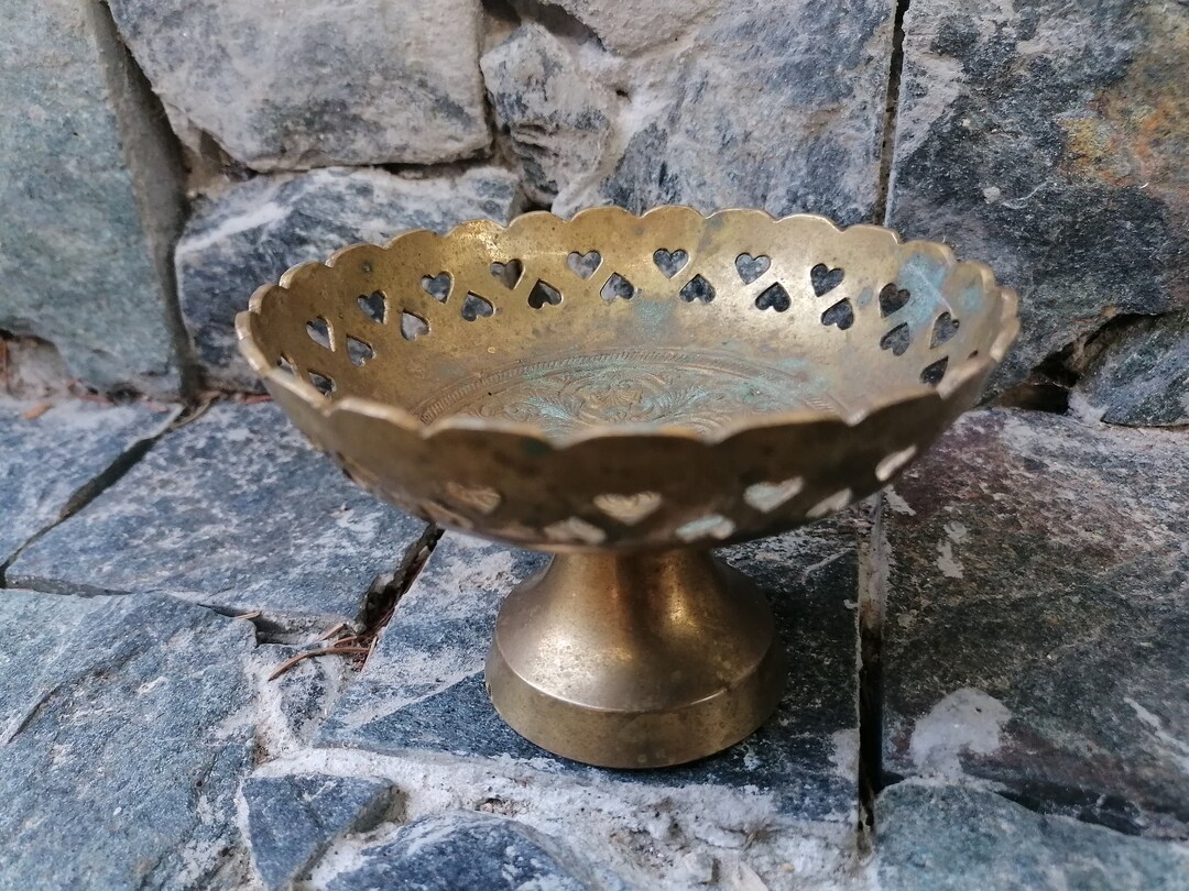 Vintage Solid Brass Ornate Bowl. Decorative Dish Catch All Bowl. Brass ...