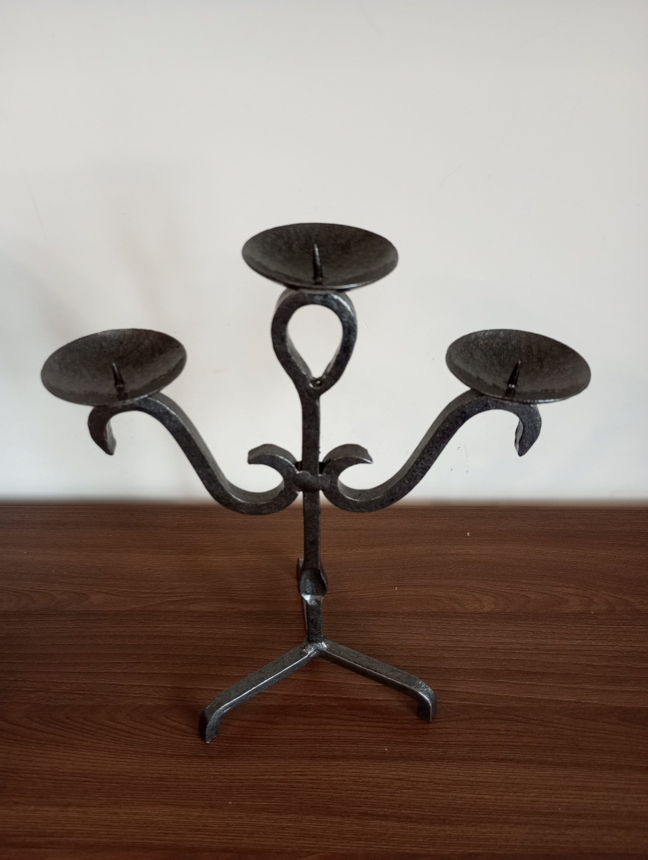 Iron Three-arm Candlestick Holder: Rustic Pillar Candle Stand - Etsy