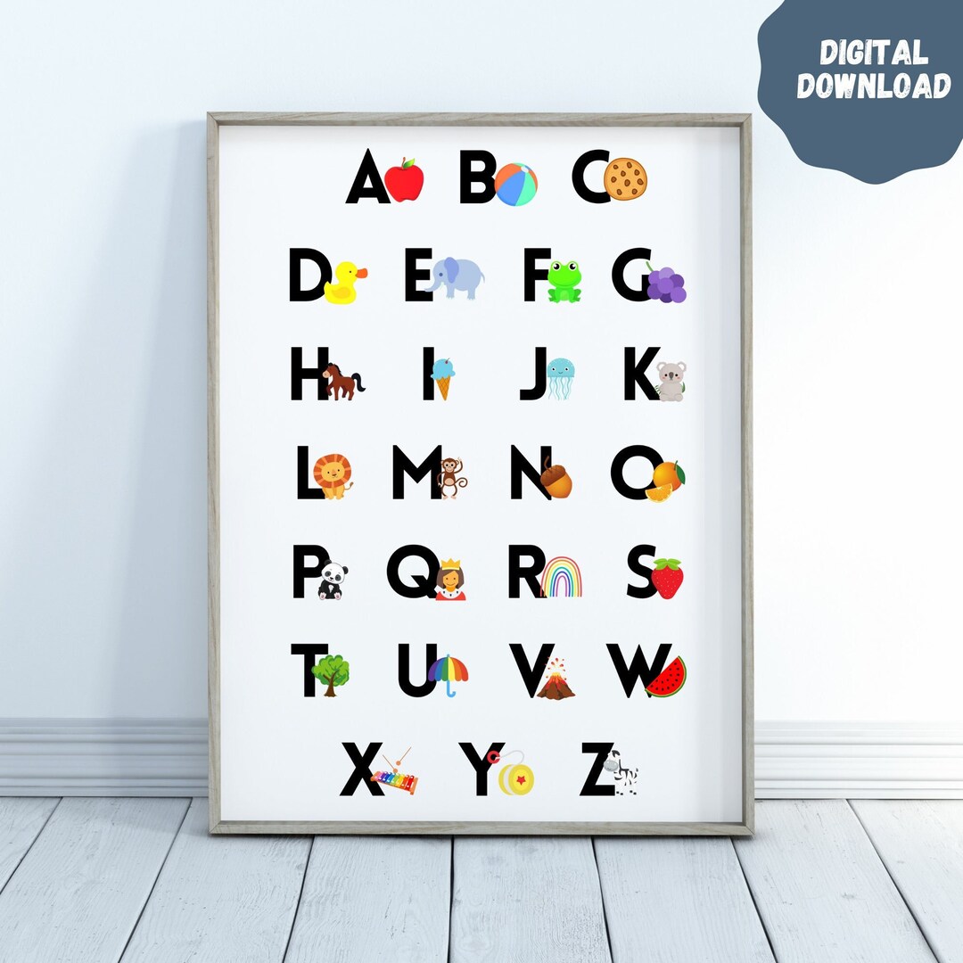 Alphabet Art Print, Alphabet Poster, ABC Print, Printable Wall Art ...