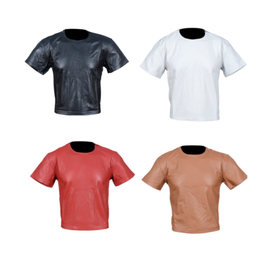 Men's Leather T-shirt Leather Shirt Motorcycle Shirt Made - Etsy