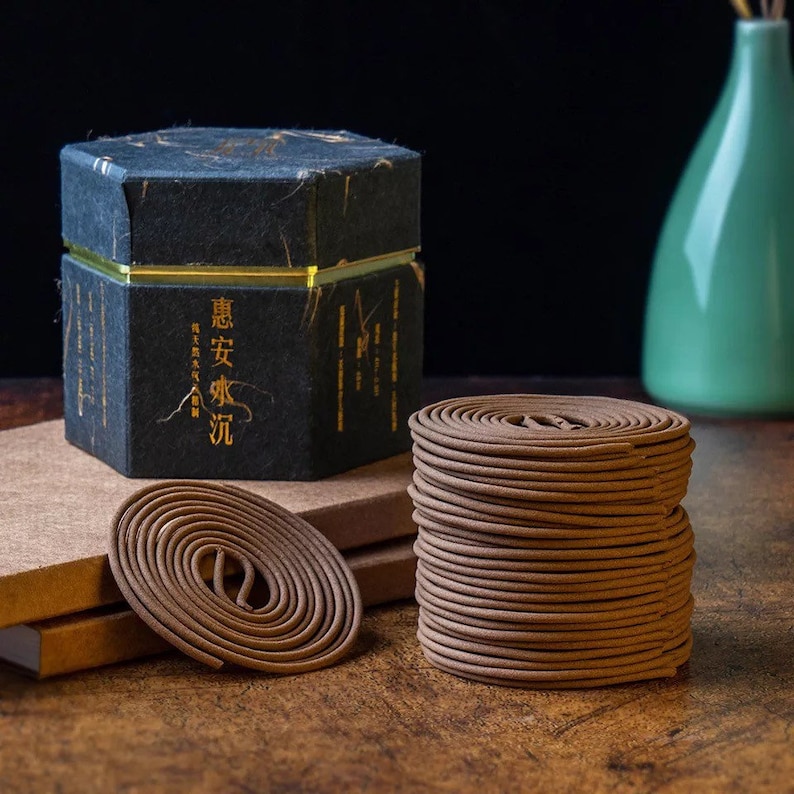 Natural Agarwood Premium Incense Coil Box Home Fragrance Gift Packing ...