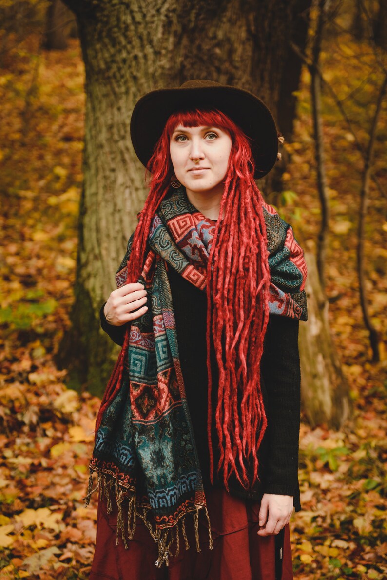 Colorful Indian Shawl With Ethnic Design Extra-long Shawl Tribal ...