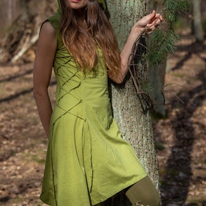 Elven Tunic Pixie Dress Shortsleeve Hodded Fairy Adjustable Lacing ...