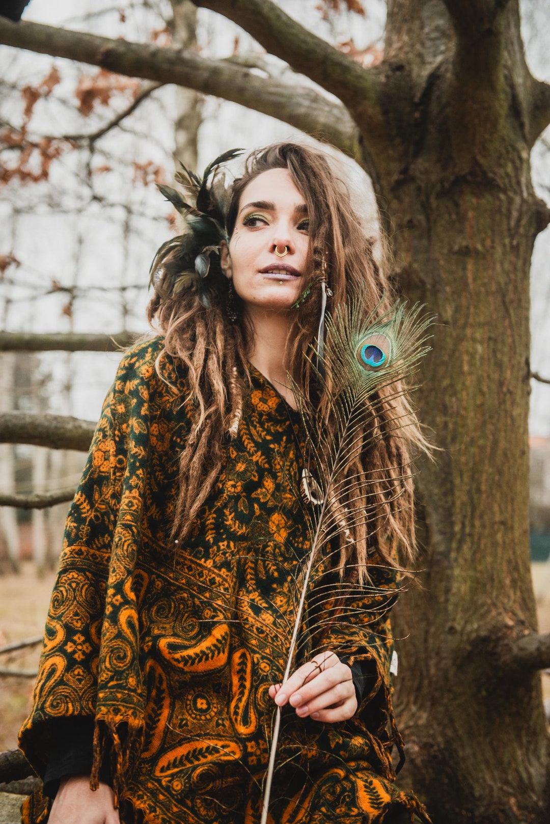 Elven Enchantress Cape Long Hood Poncho Pixie Unisex Cloak Psychedelic ...