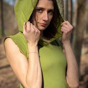 Elven Tunic Pixie Dress Shortsleeve Hodded Fairy Adjustable Lacing ...