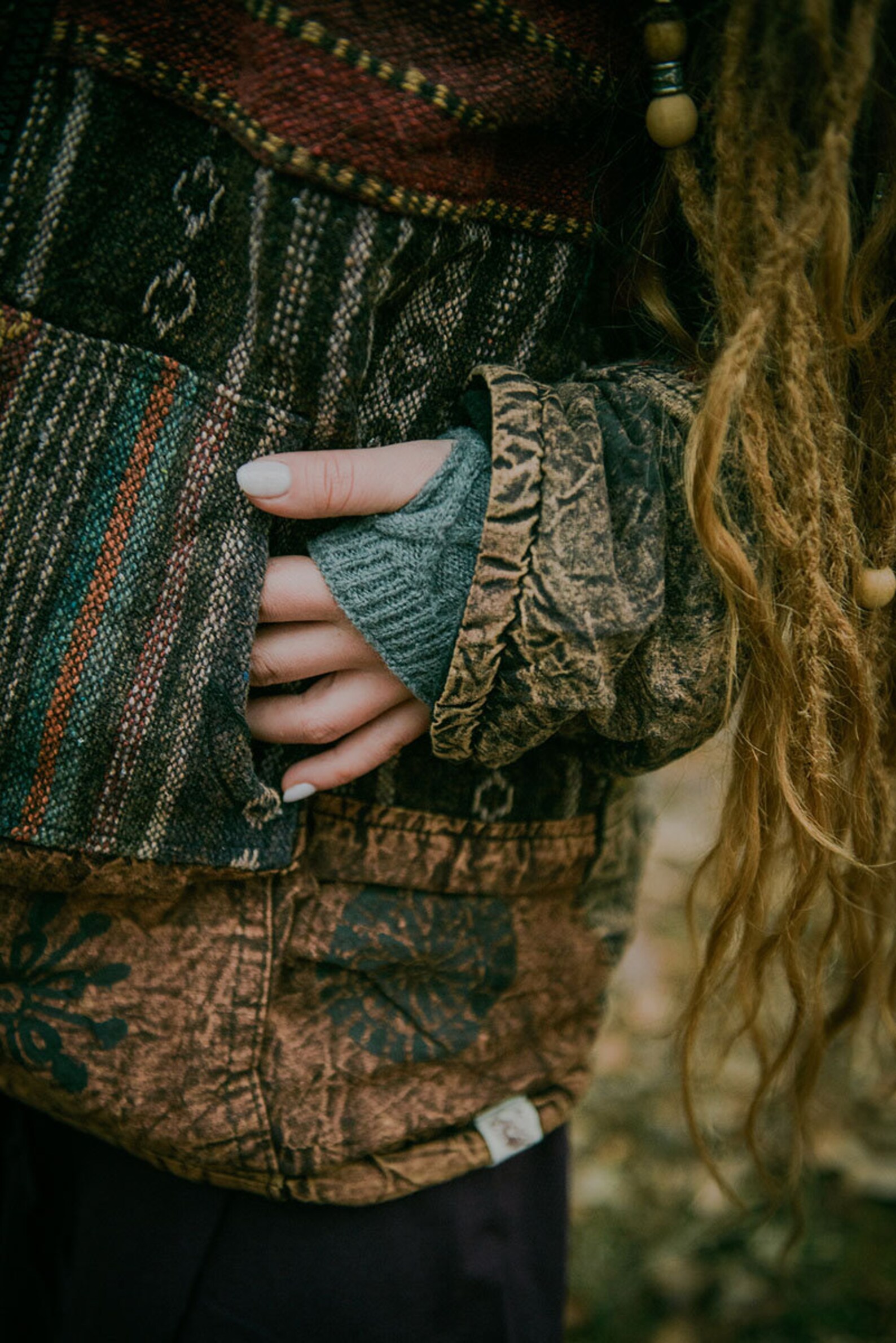 Forest Hippie Hoodie Patchwork Jacket Dreadlock Pixie Hood Warm Sweater ...