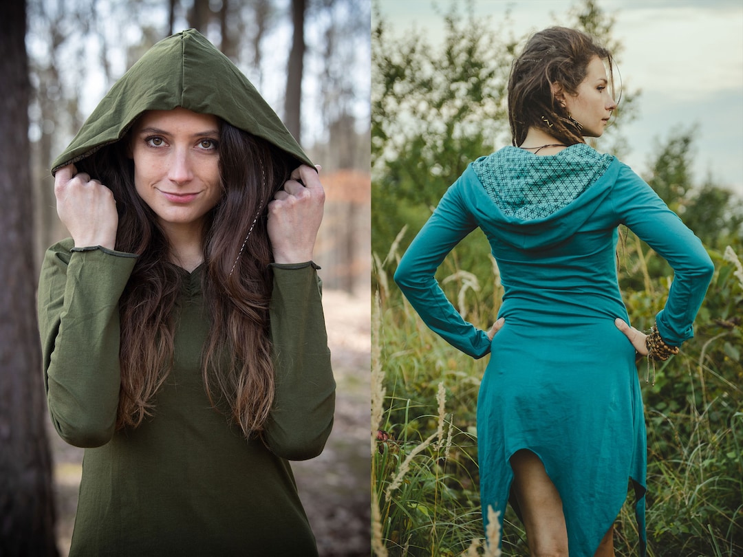 Forest Pixie Flower of Life Dress Fairy Longsleeve Hoodie Green ...