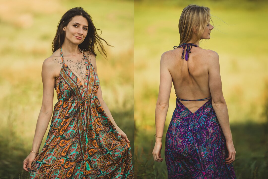 Magic Flowing Long Boho Dress in Silk Blend Maxi Dress for Summer Boho ...