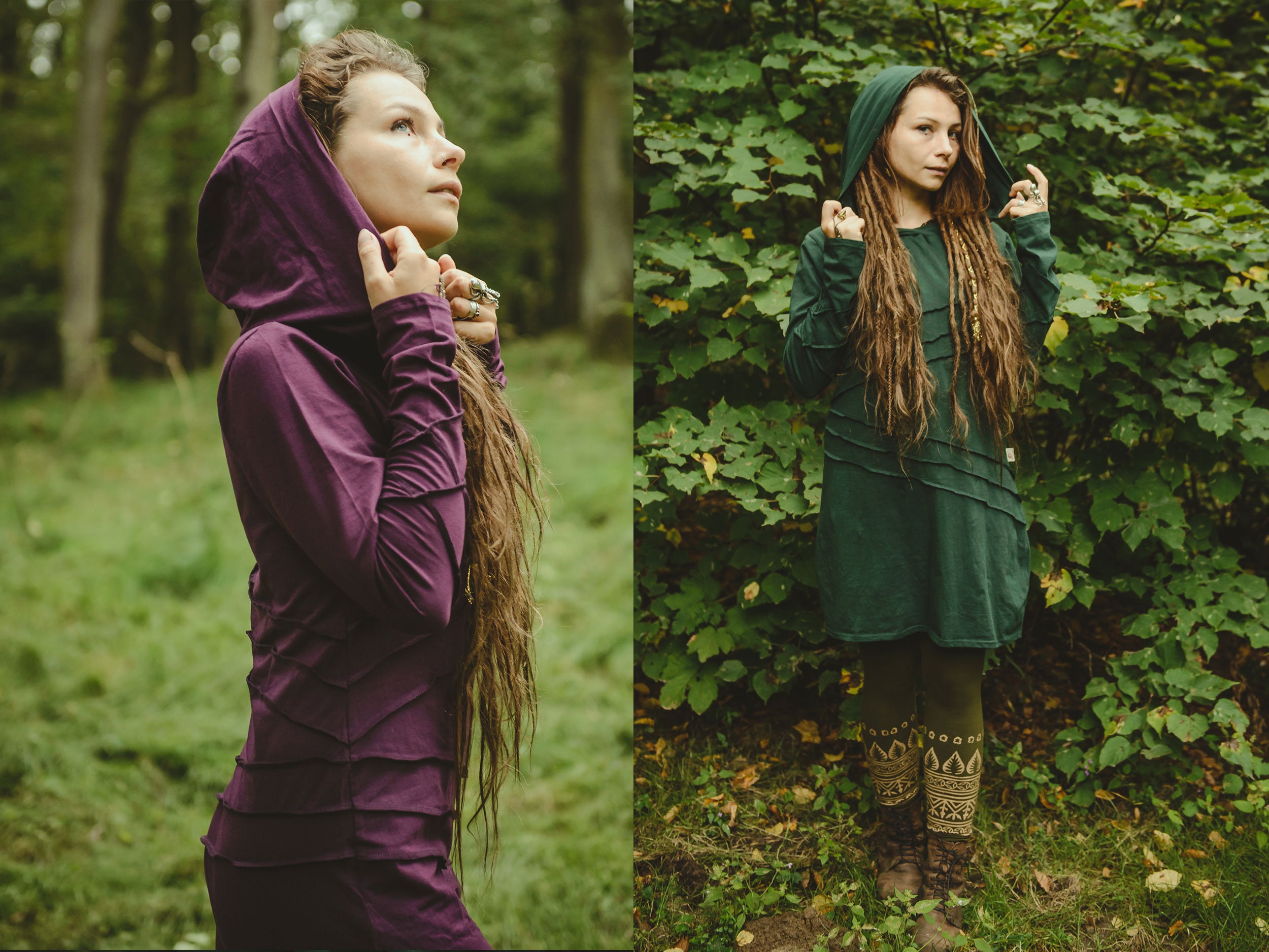 Pixie Longsleeve Dress Forest Fairy Costume Elven Hooded Stretchable ...