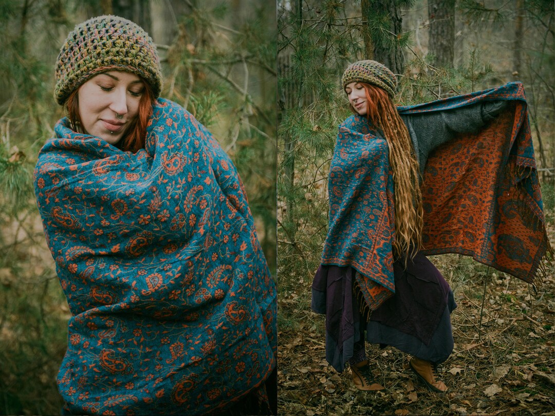 Paisley Oversize Indian Shawl Ethnic Yoga Meditation Blanket With ...