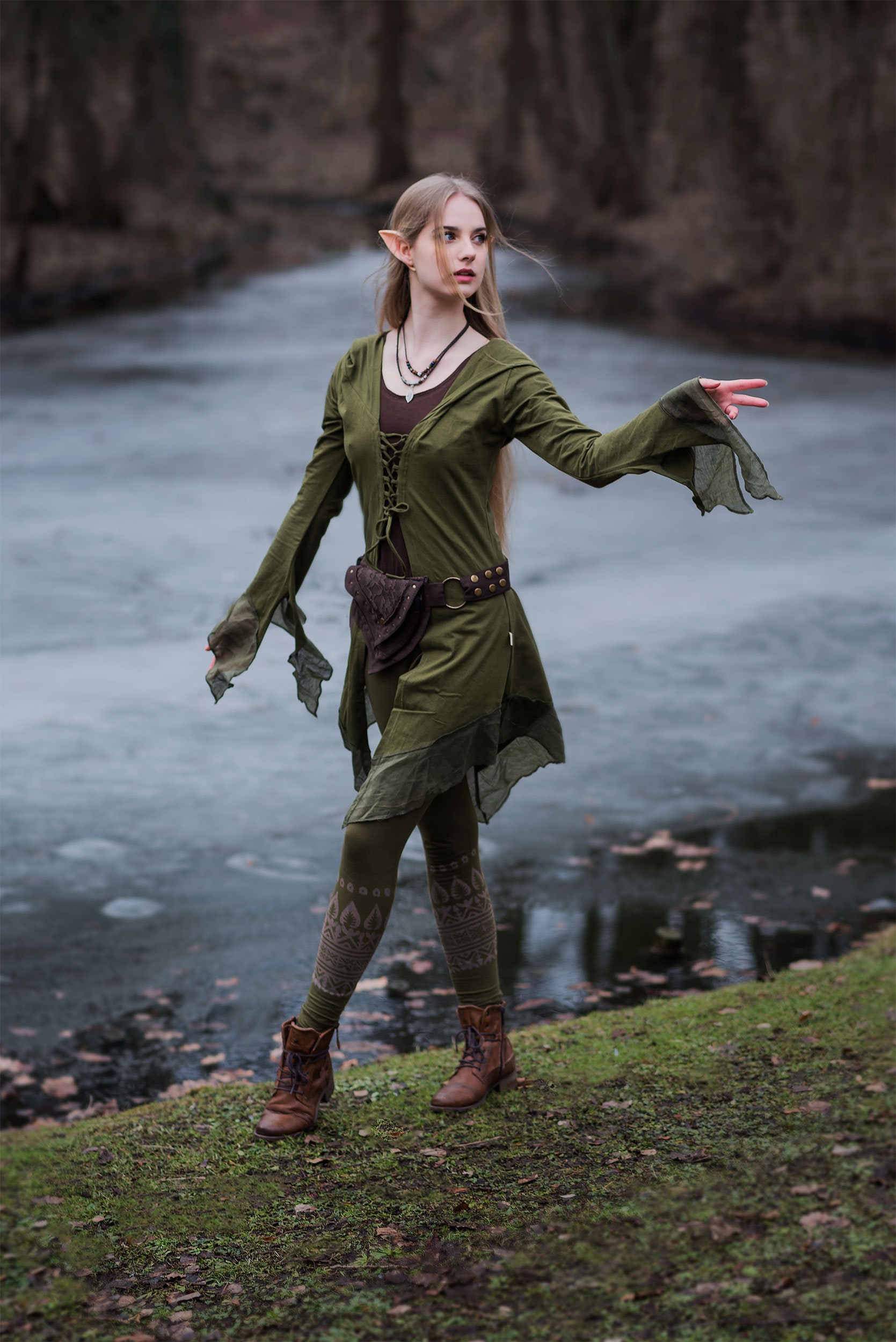 Cape elfique enchantée Cape de lutin verte Cape d'enveloppement éthérée ...