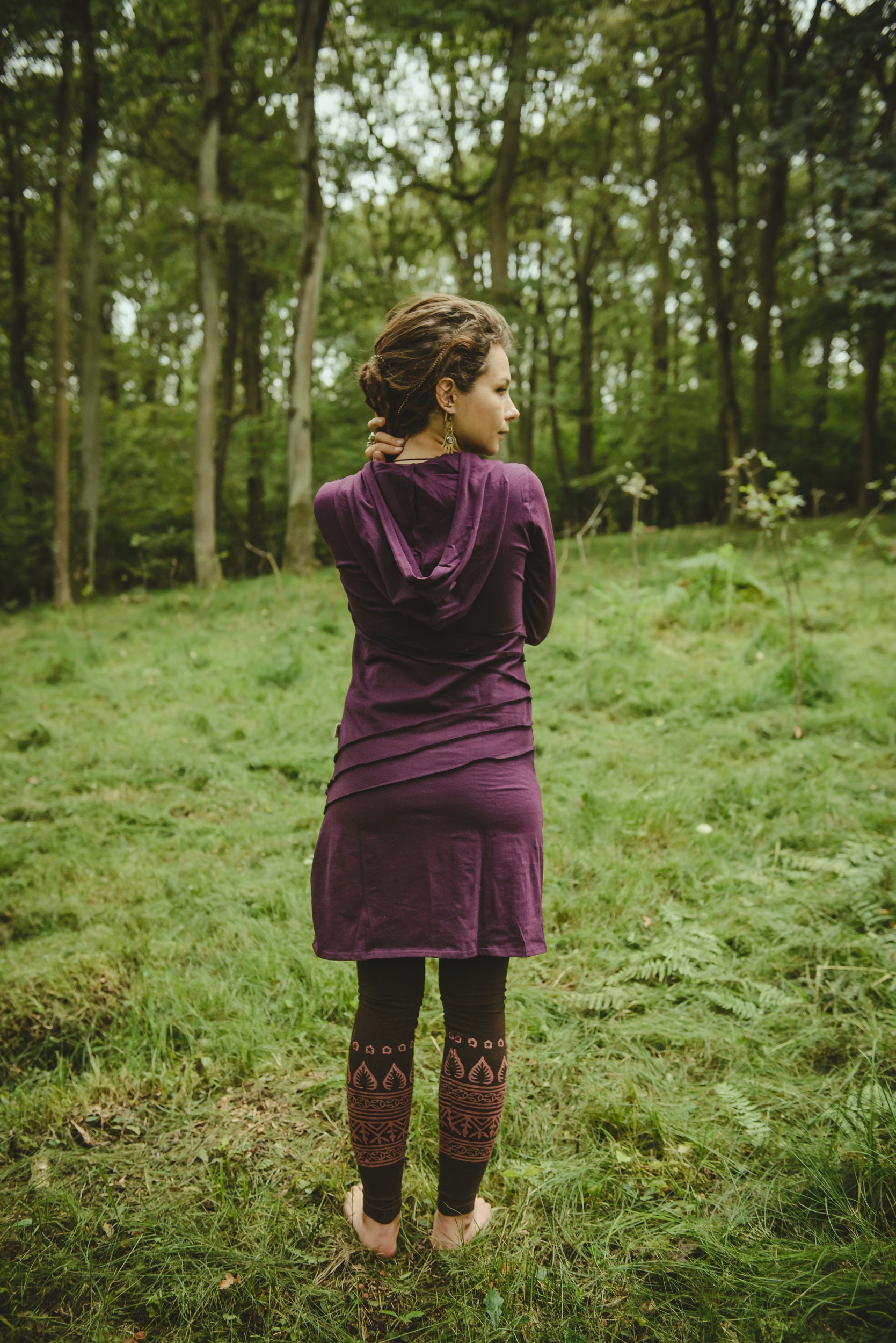 Pixie Longsleeve Dress Forest Fairy Costume Elven Hooded Stretchable ...