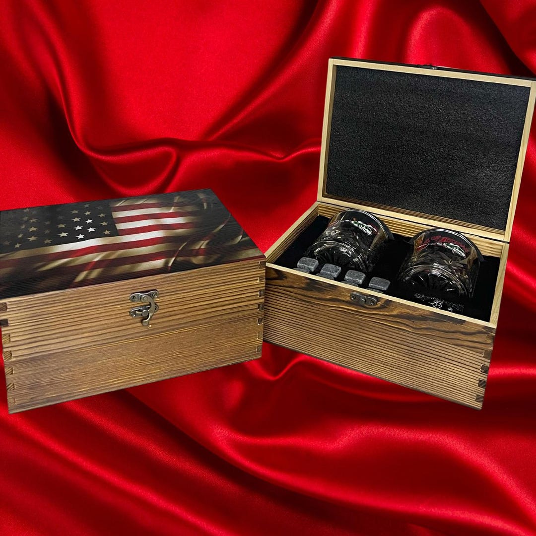 Custom Whiskey Glass Set/personalized Whiskey Set/custom Printed ...