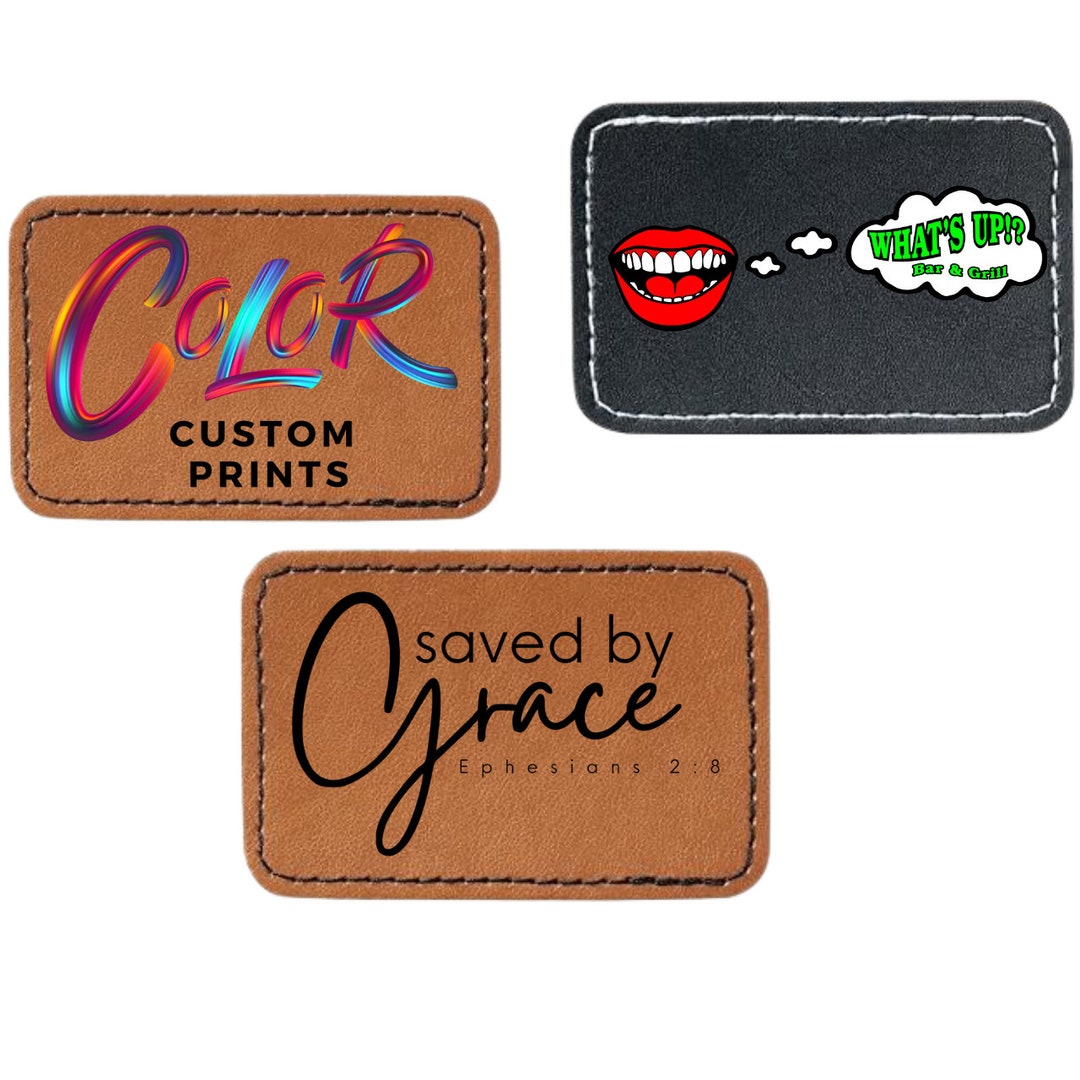 Custom Leather Hat Patch/full Color Printed Hat Patches/heat Press Hat Patches/custom Adhesive ...