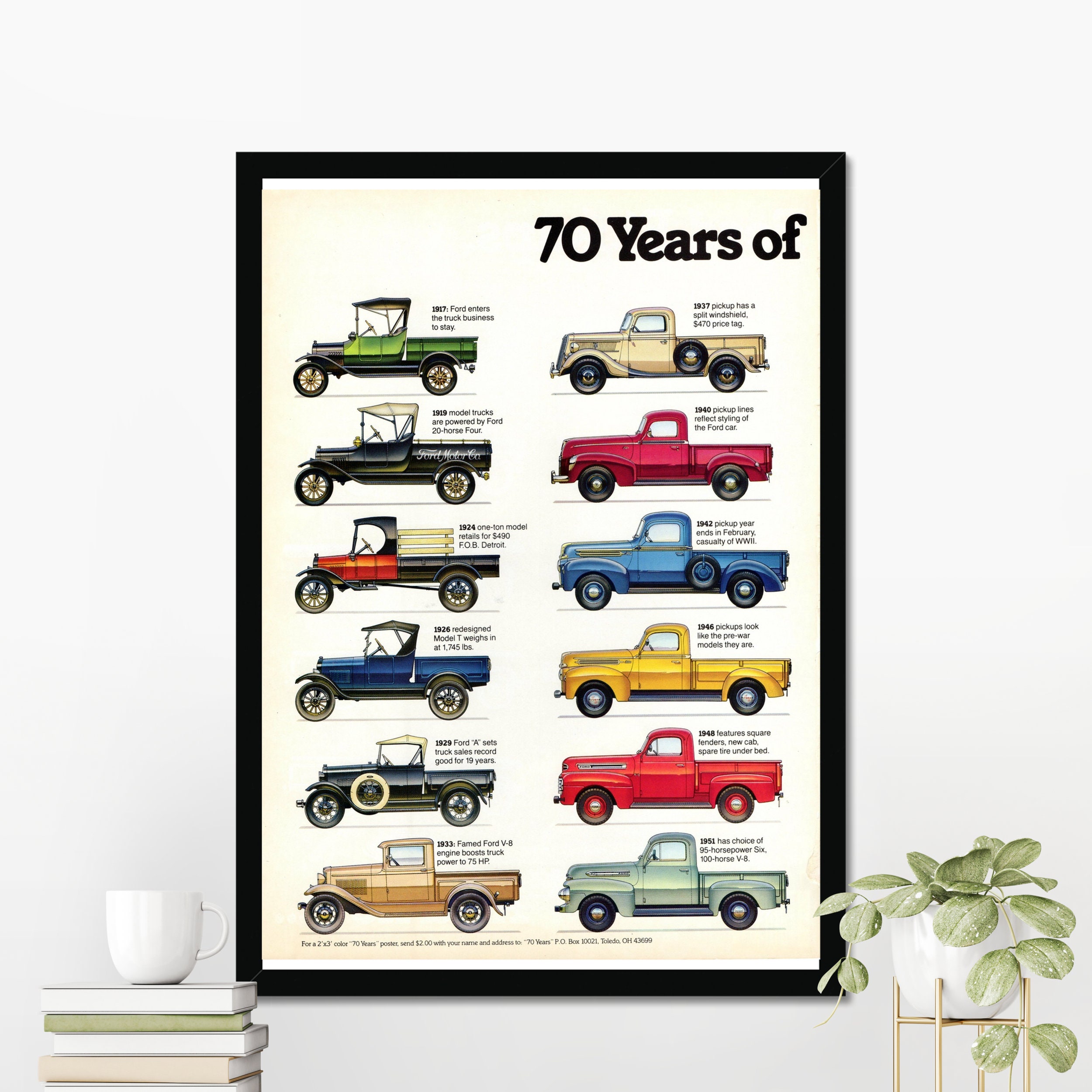 Prints Home & Living FORD Pickup Truck Vintage Advertising Poster 70 ...