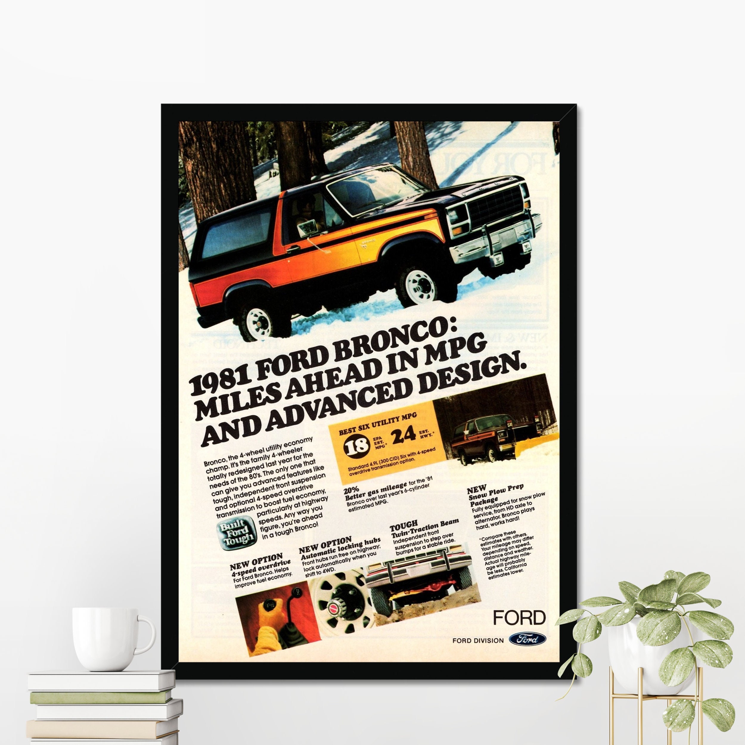 Wall Hangings Wall Décor Home Décor FORD BRONCO Vintage Advertising ...