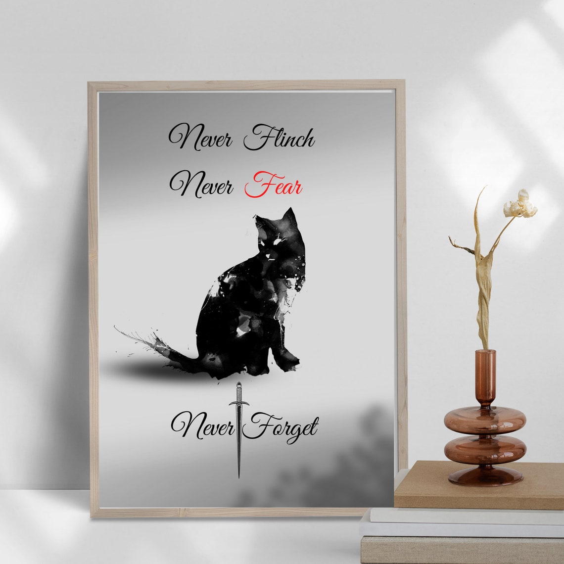 Nevernight Inspired Digital Wall Art Never Flinch, Never Fear, Never ...