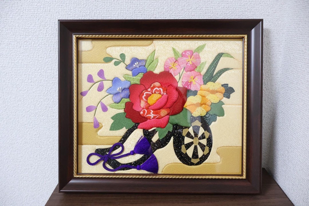Japanese Bouquet Coach – Kimekomi Wall Art | Hanaguruma With Seasonal ...