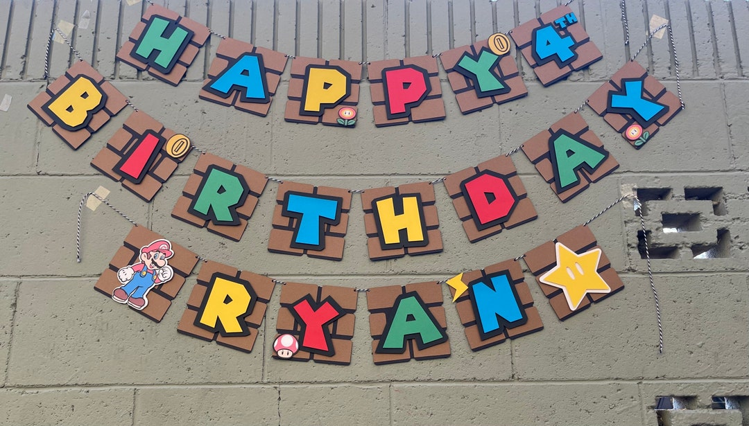Super Mario Birthday Banner - Etsy