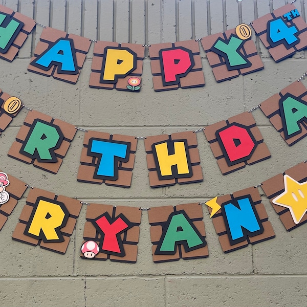 Super Mario Birthday Banner Svg - Etsy