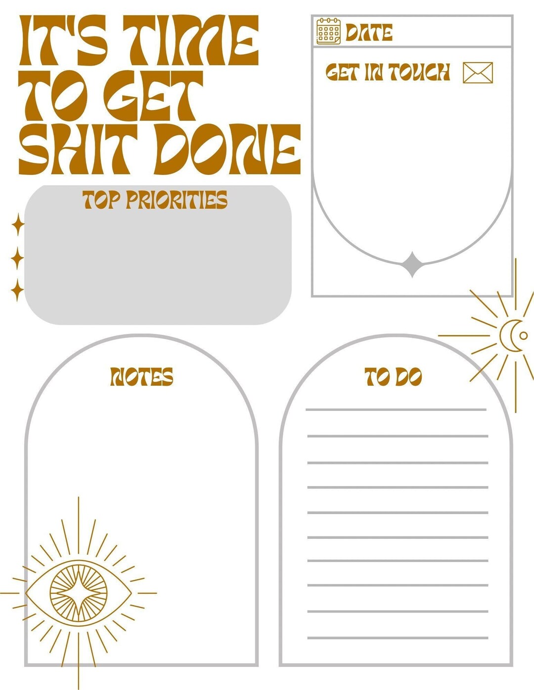 Retro Modern Daily Productivity to Do List Planner Printable Canva ...