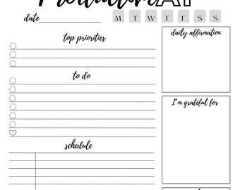 Productive AF Minimalist Productivity Daily Planner Printable Schedule ...
