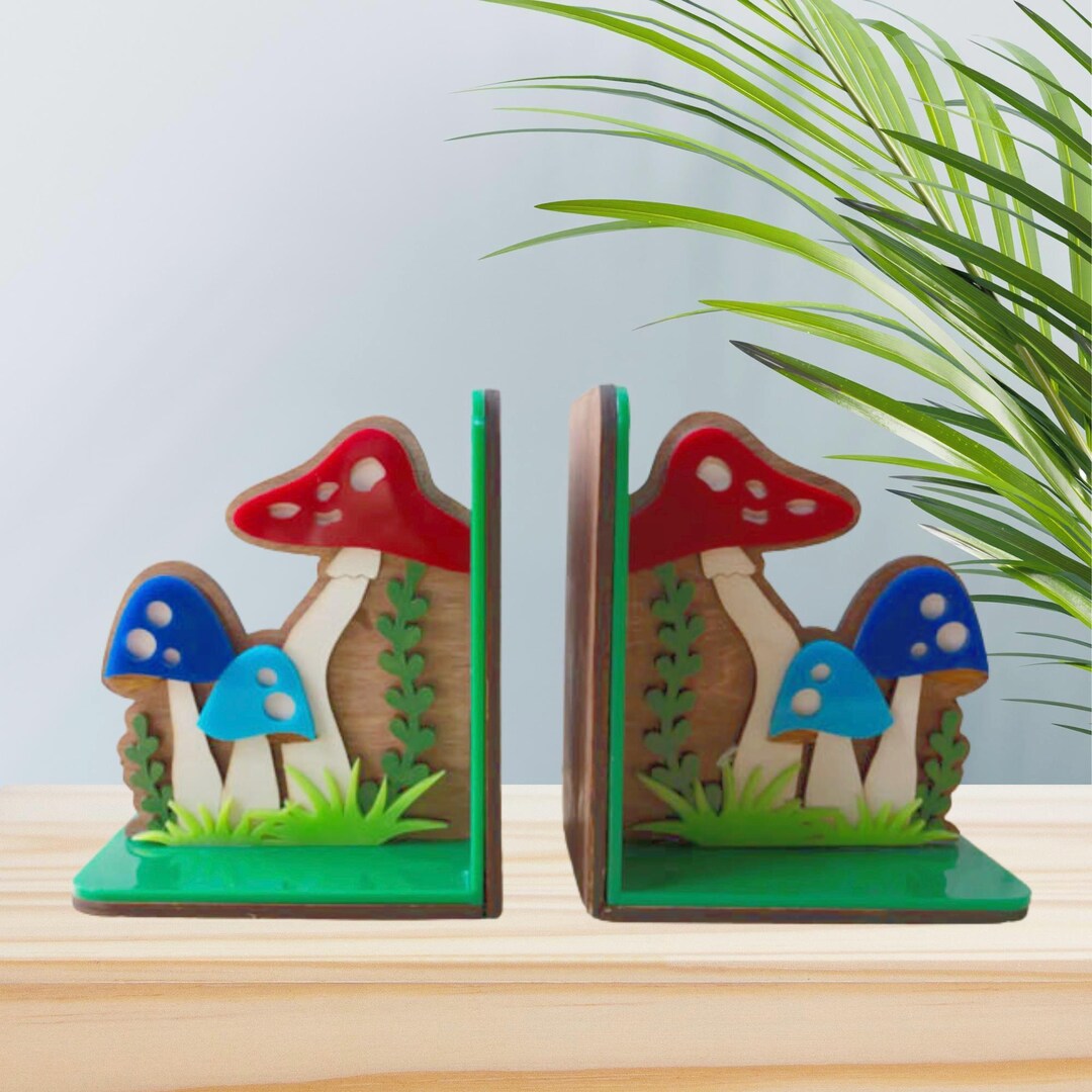 Mushroom Nature Themed Bookends | Transform Your Bookshelf From ...