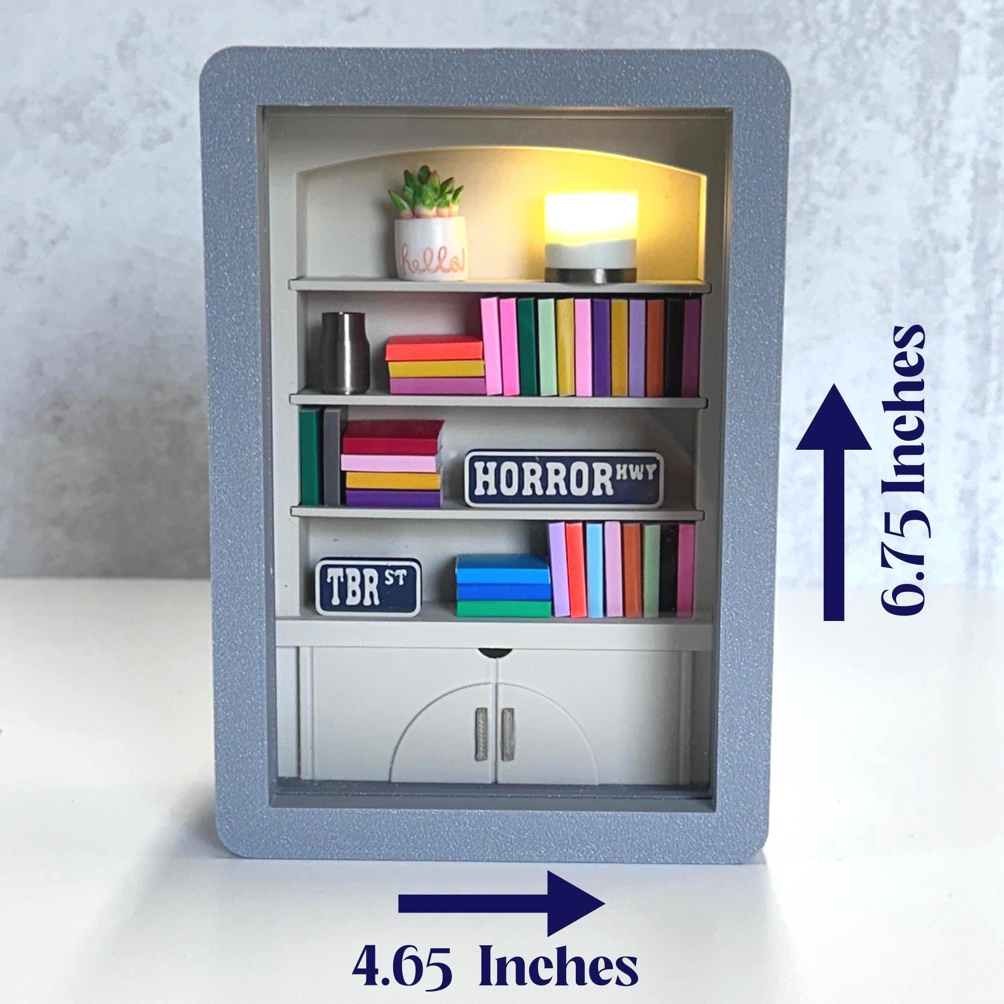 DIY Mini Book Nook Kit: Illuminated Grey Bookcase, Library Decor - Etsy