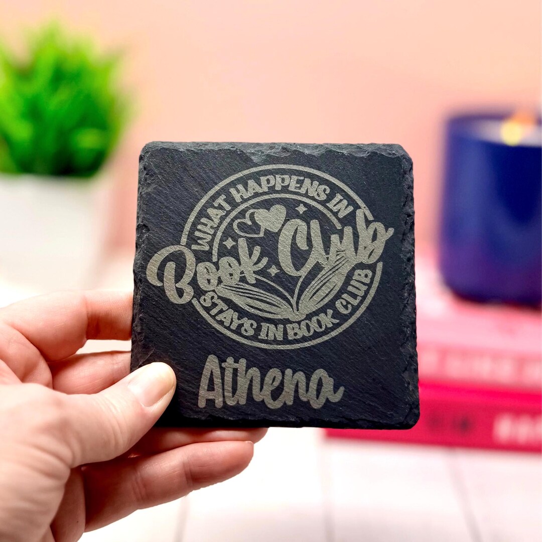 Personalized Slate Book Club Coaster: Literary Gift - Etsy