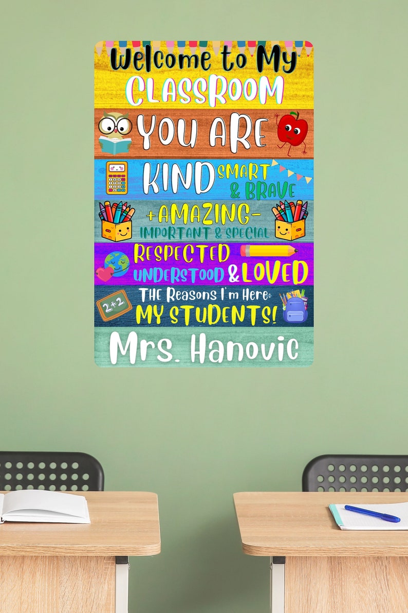Welcome to My Classroom Sign, Teacher Name Sign for Door, Personalized ...