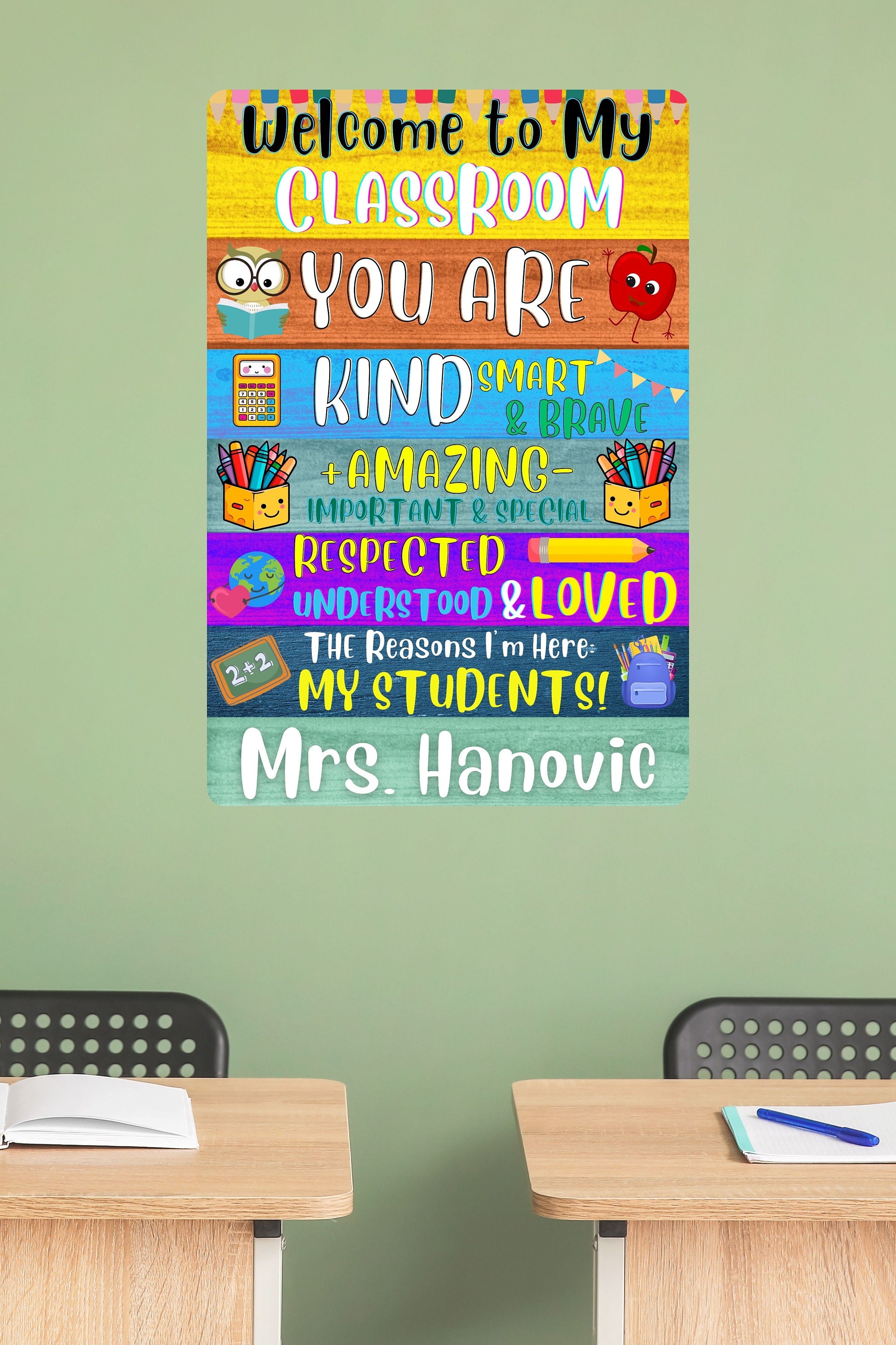 Welcome to My Classroom Sign, Teacher Name Sign for Door, Personalized ...