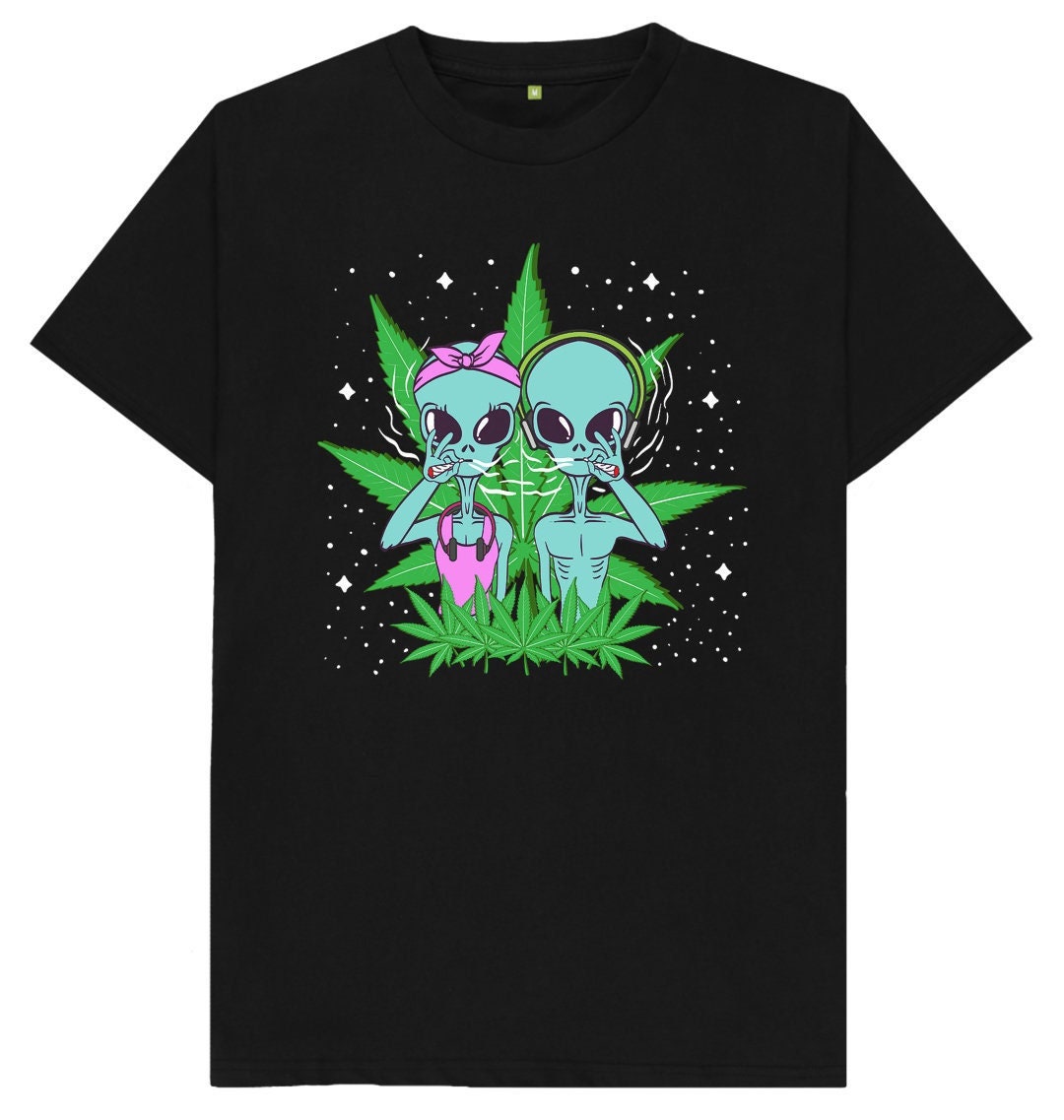 2 Stoned Aliens Smoking Joints Weed Smoking UFO Psychedelic - Etsy