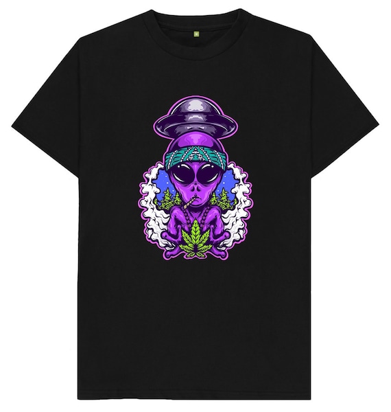 Trippy Alien Holding Bong Smoking Joint Weed Smoking UFO - Etsy