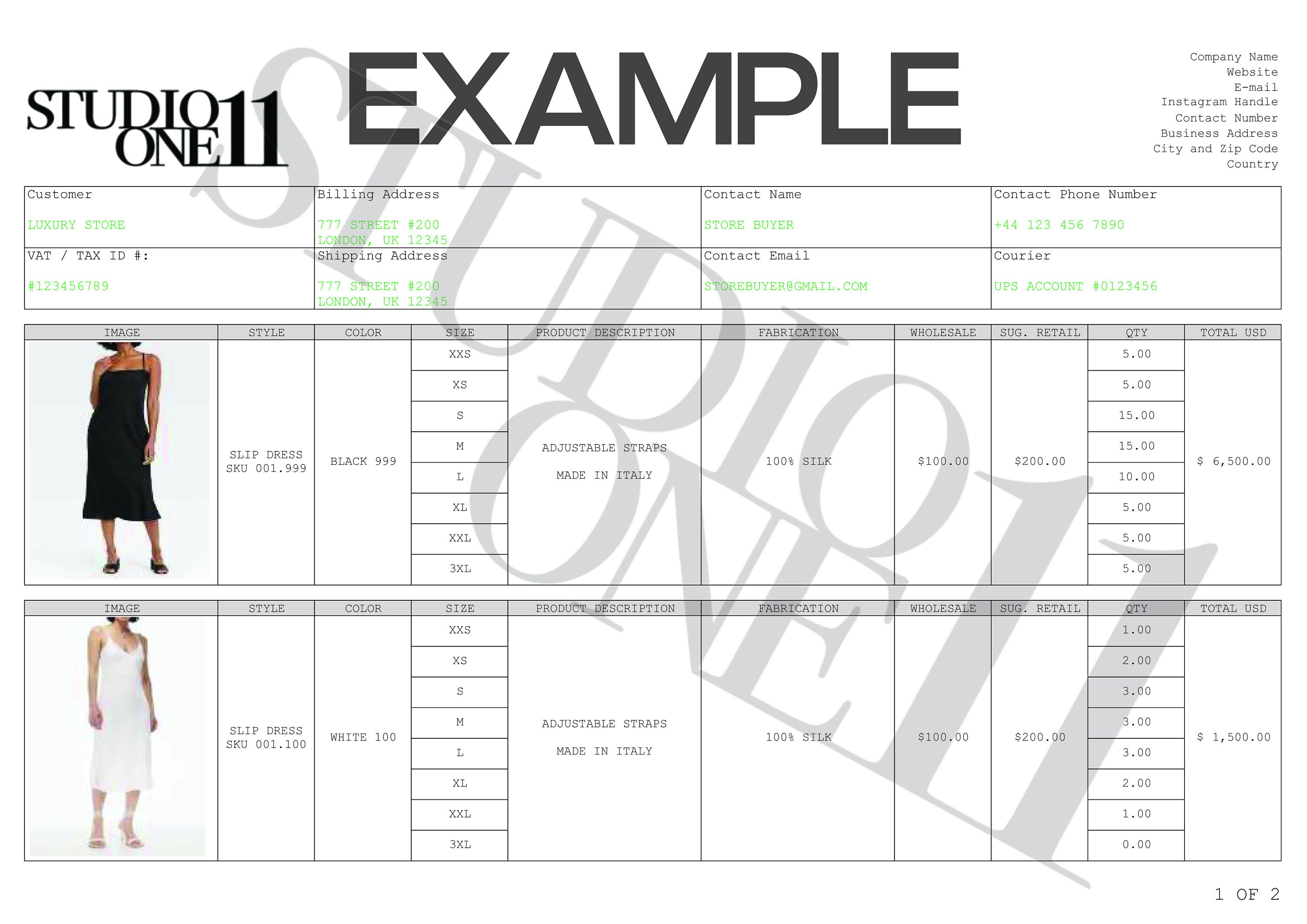 Wholesale Order Sheet Form, Directly Editable on Excel, Instant ...