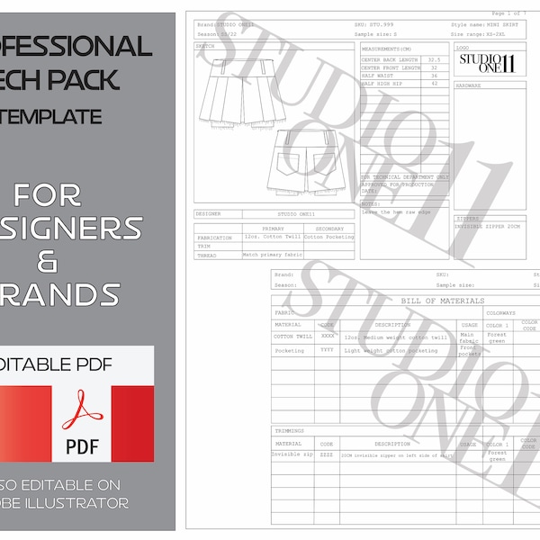 Tech Pack Template - Etsy
