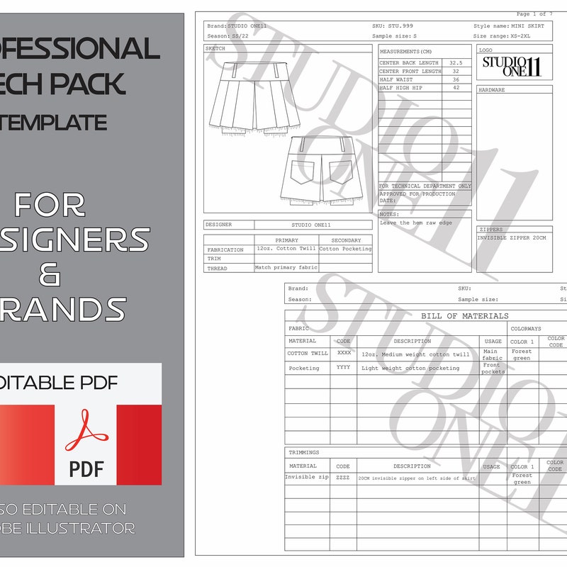 Tech Pack Template - Etsy