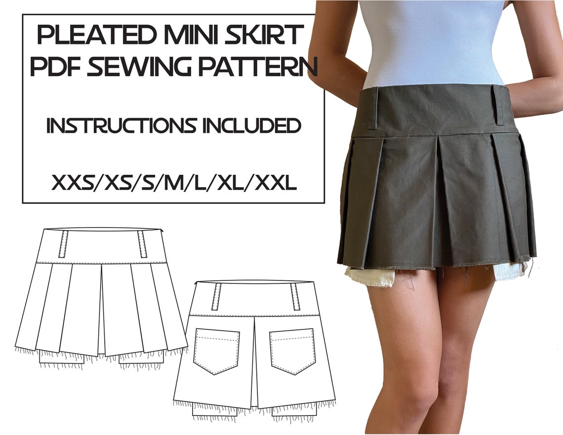 Pleated Mini Skirt Pattern Miu Miu Style Instant PDF - Etsy