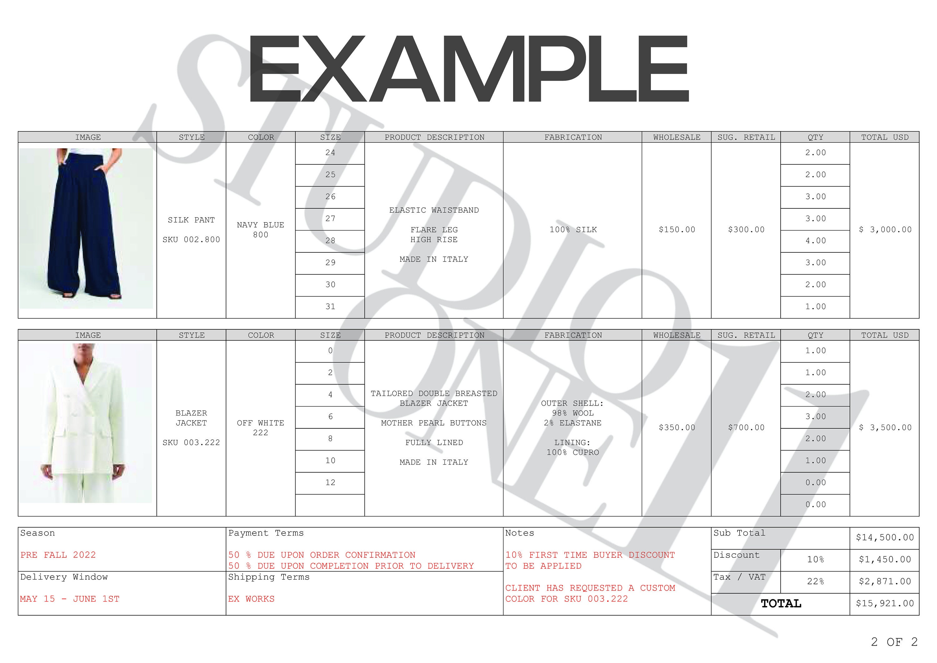 Wholesale Order Sheet Form, Directly Editable on Excel, Instant ...