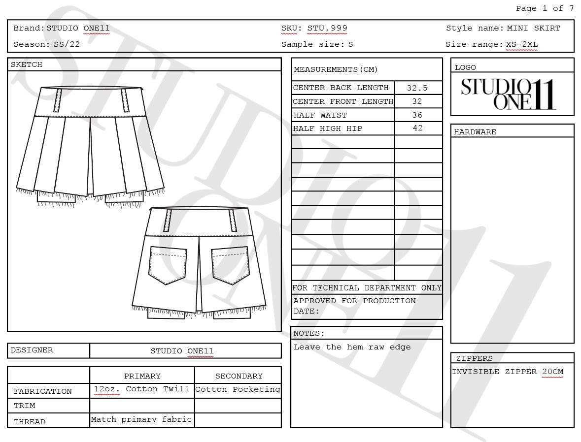 Fashion Tech Pack Template - 7 Pages of Professional Technical Package ...