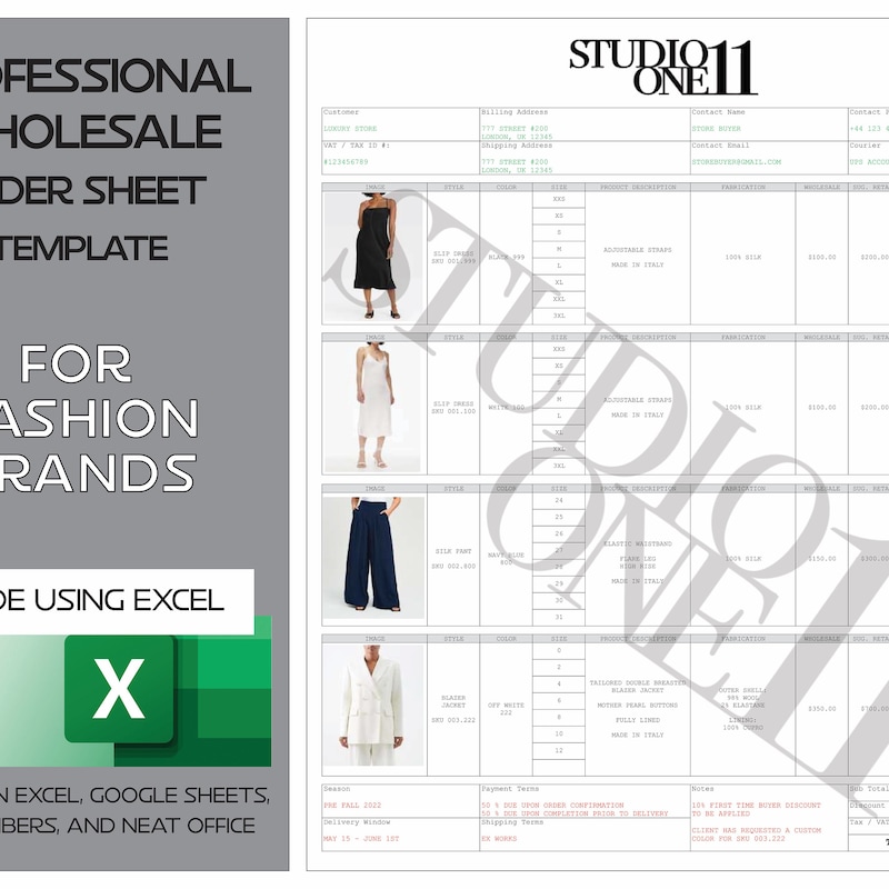 Excel Fashion Tech Pack - Etsy
