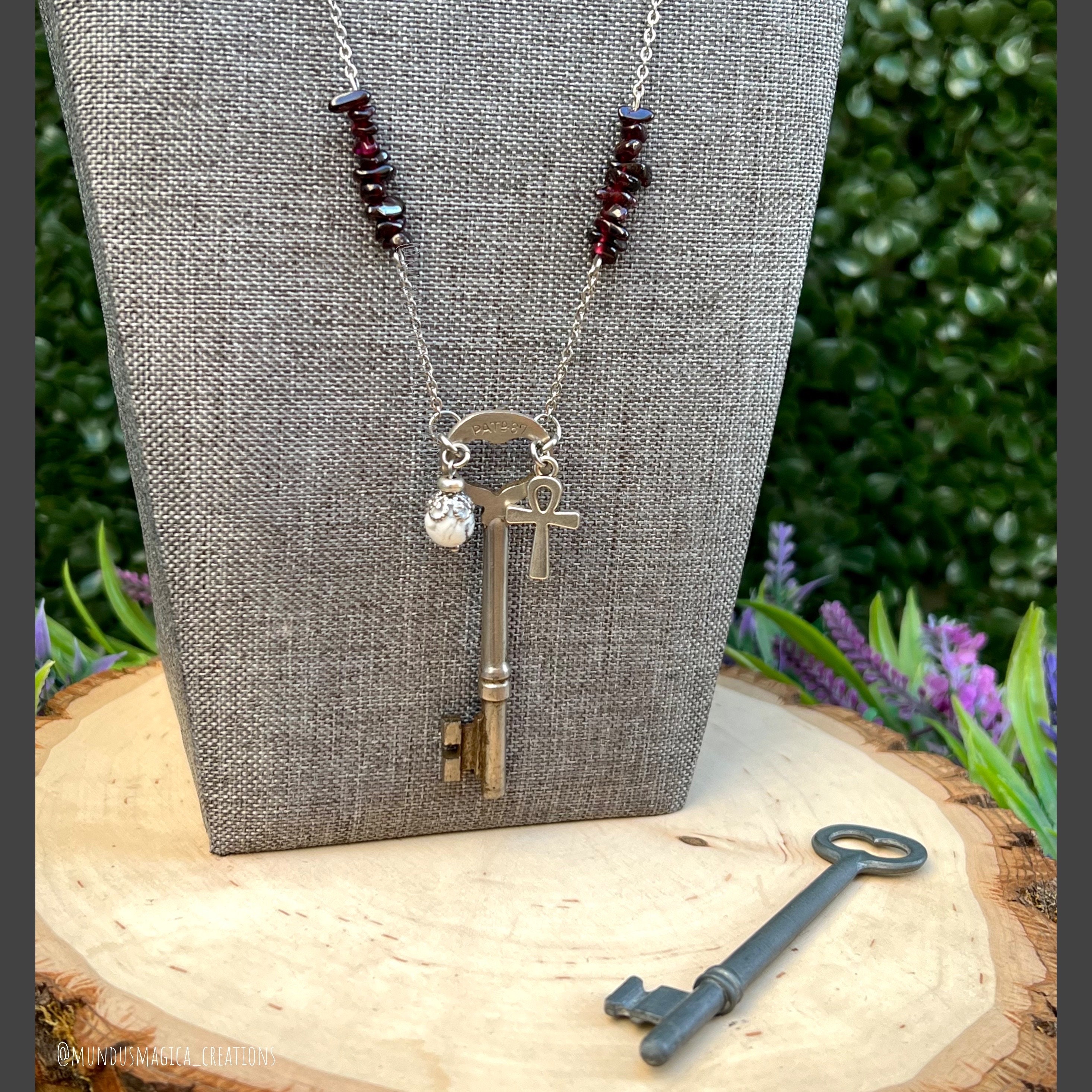 Real Upcycled Skeleton Key Gemstone Pendants, Handmade Key Necklace ...