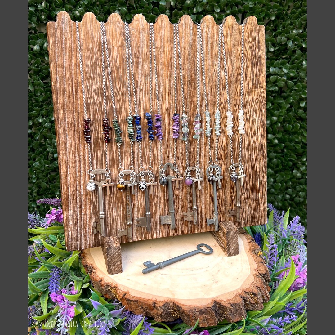 Real Upcycled Skeleton Key Gemstone Pendants, Handmade Key Necklace ...