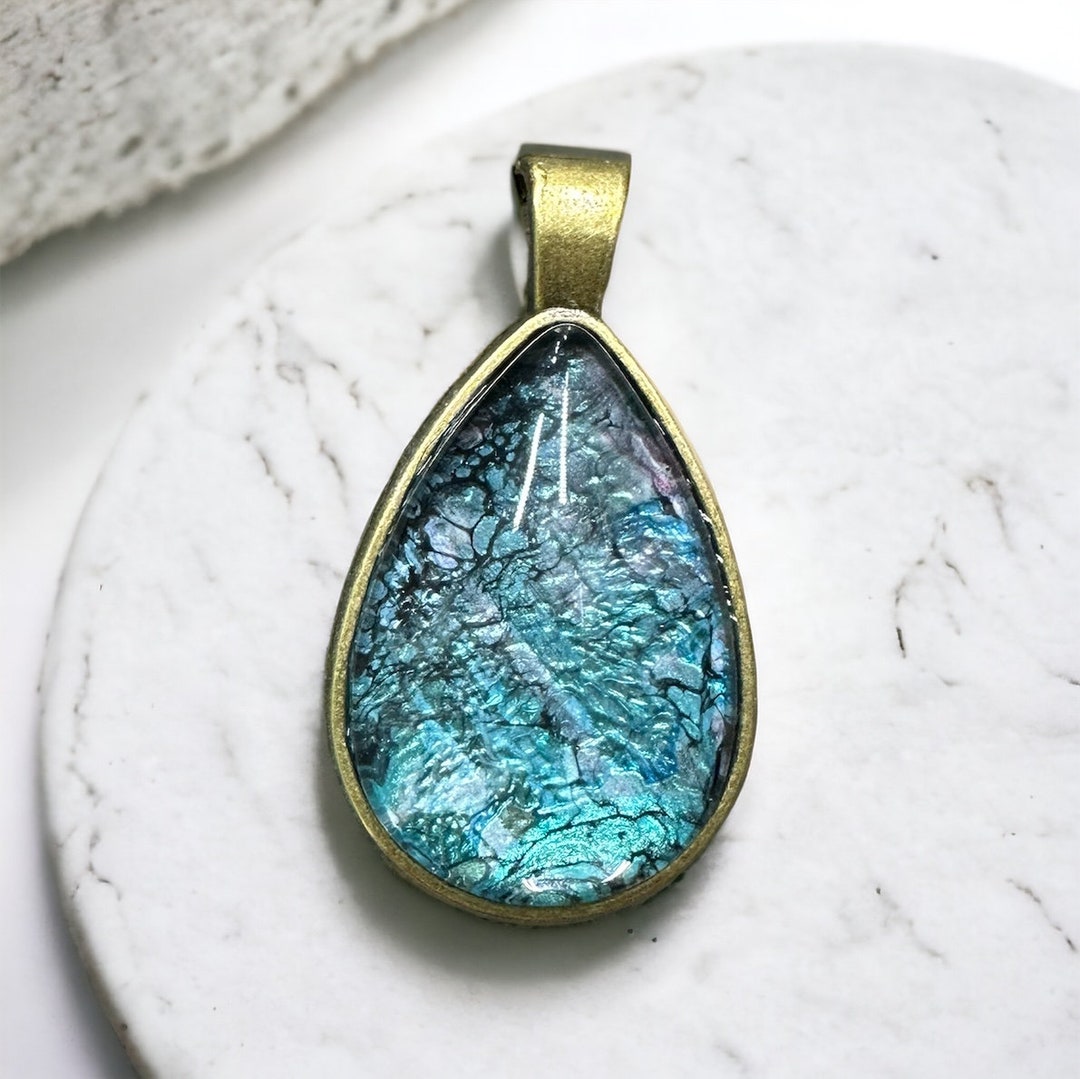 Labradorite Paint Pour Necklace One-of-a-kind Artistic Jewelry - Etsy