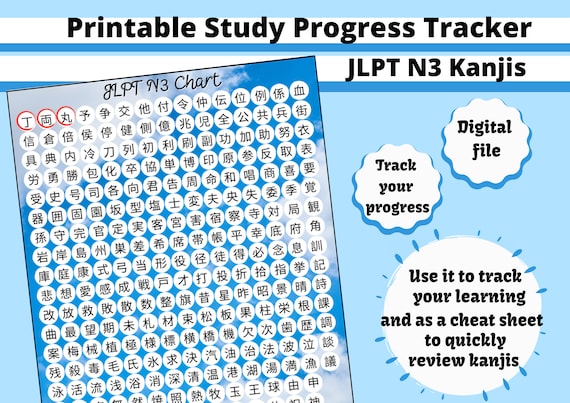 Printable Japanese Study Progress Tracker Motivation Booster - Etsy