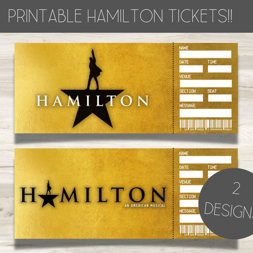 Hamilton Printable Broadway Surprise Ticket. Editable Musical - Etsy