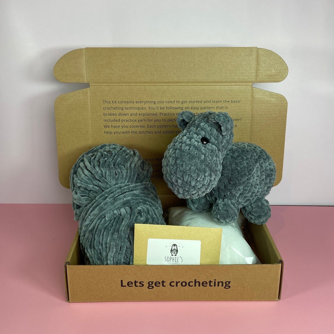 Hippo Crochet Kit, Crochet Hippo, Easy Level Crochet Kit, Gift Ideas ...