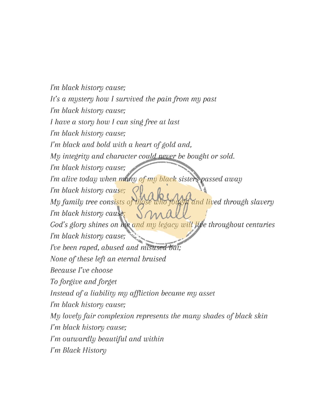 I Am Black History-poem - Etsy